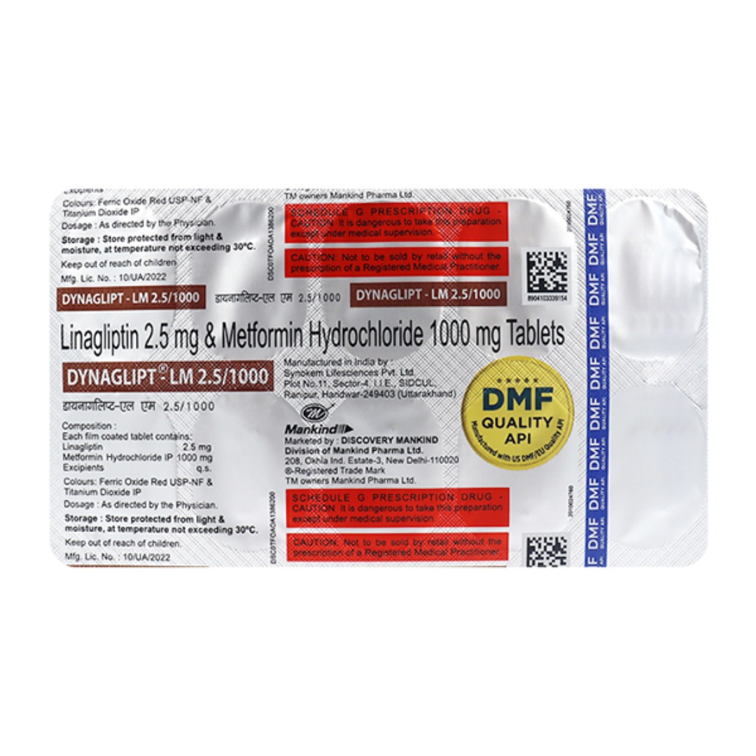 Dynaglipt LM 1000mg/2.5mg Tablet - Uses, Price, Substitute, Side ...
