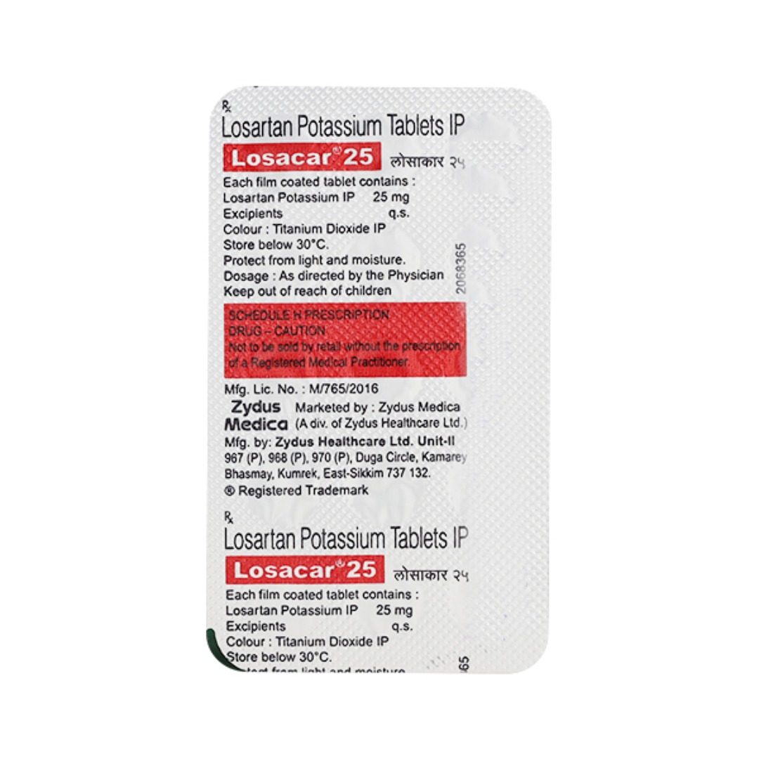 Losacar 25 Tablet - Uses, Price, Substitute, Side Effects and Benefits