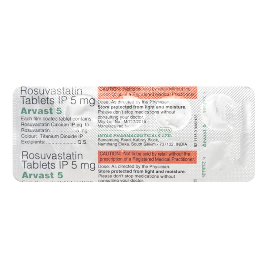 Arvast 5 Tablet - Uses, Price, Substitute, Side Effects and Benefits