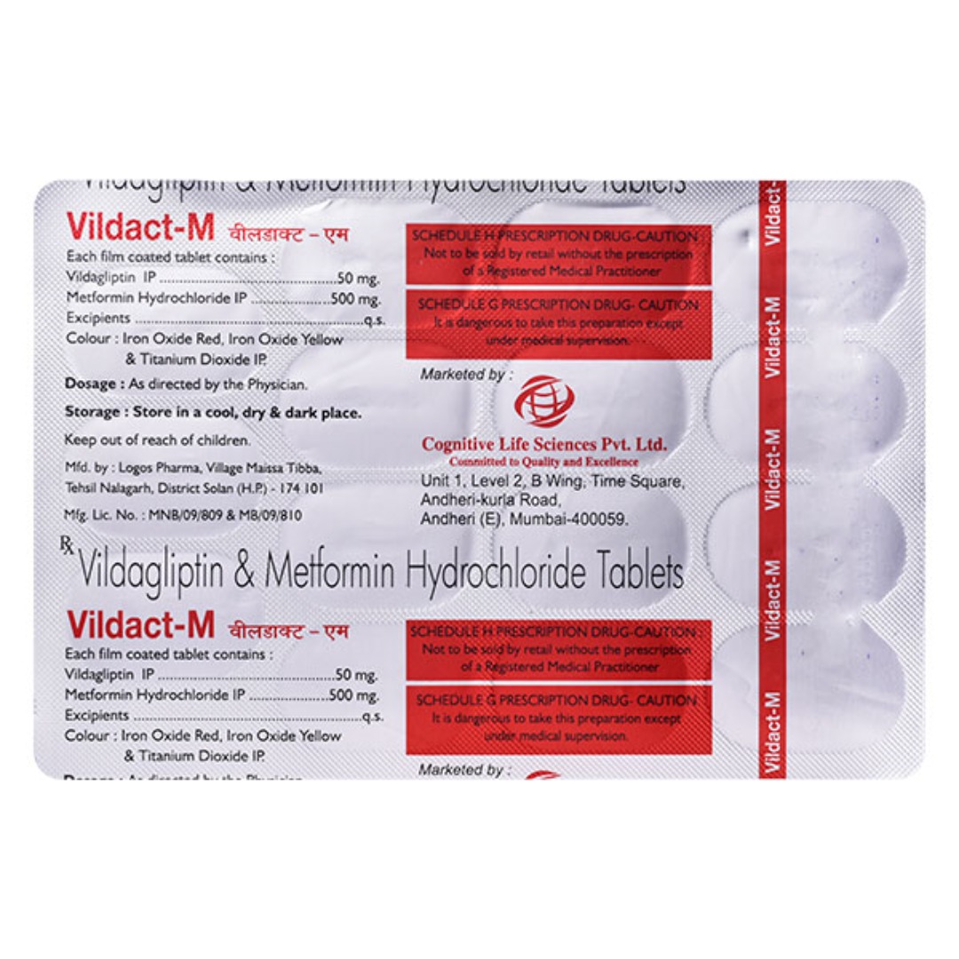 Vildact M 500mg/50mg Tablet - Uses, Price, Substitute, Side Effects and ...
