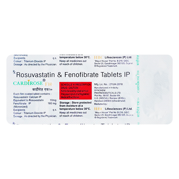 Cardirose F 10 Tablet - Uses, Price, Substitute, Side Effects and Benefits